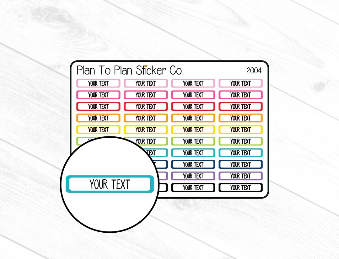 2004~~custom Text Boxes Planner Stickers - Etsy