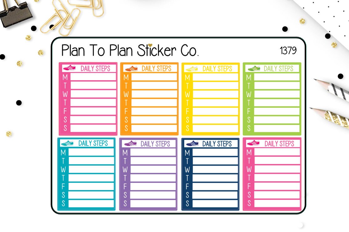 1379Daily Steps Tracker Planner Stickers. | Etsy