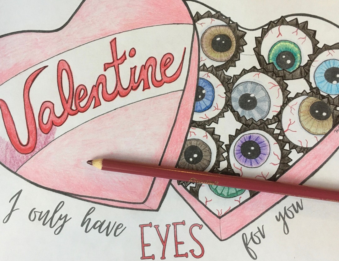 Valentines Coloring Page "eyes for You" PDF - Etsy