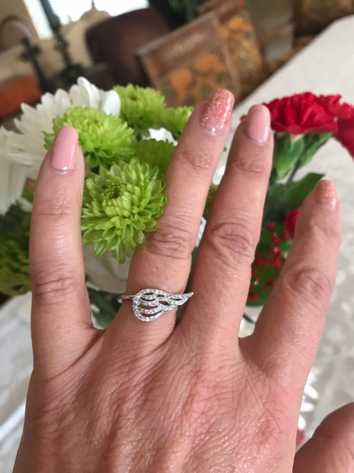 Diamond Angel Wing Ring in 14k Gold/.26ct Natural Diamonds Ring/wing ...