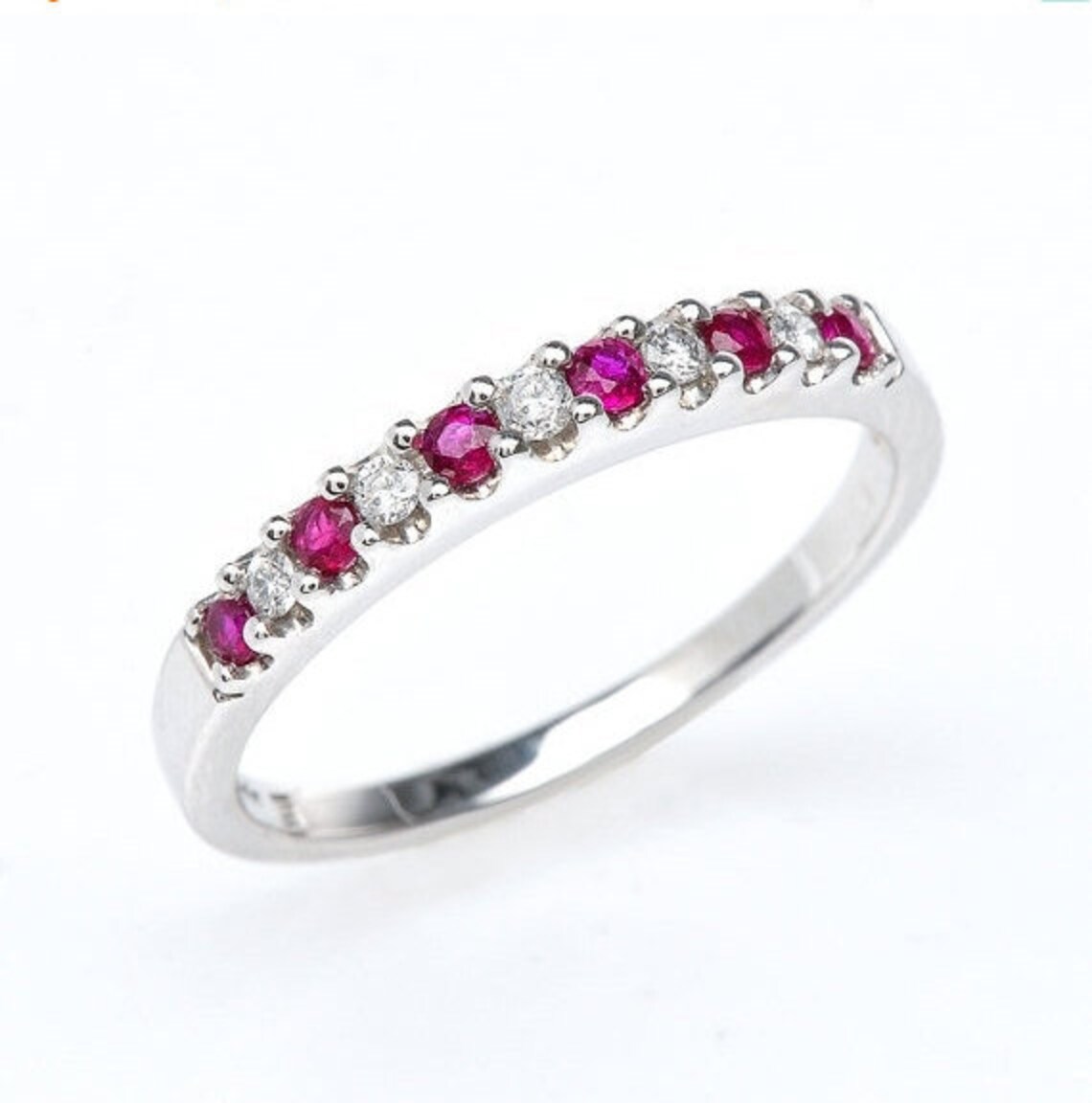 Ruby and Diamond Band/stackable Ring/anniversary Band/july | Etsy