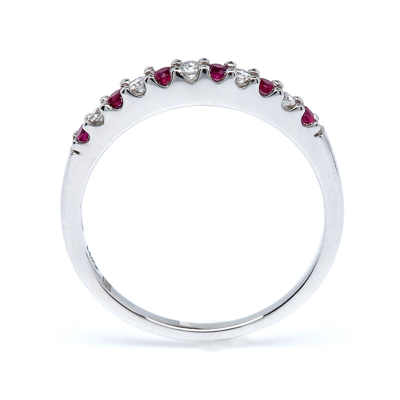 Ruby and Diamond Band/stackable Ring/anniversary Band/july | Etsy