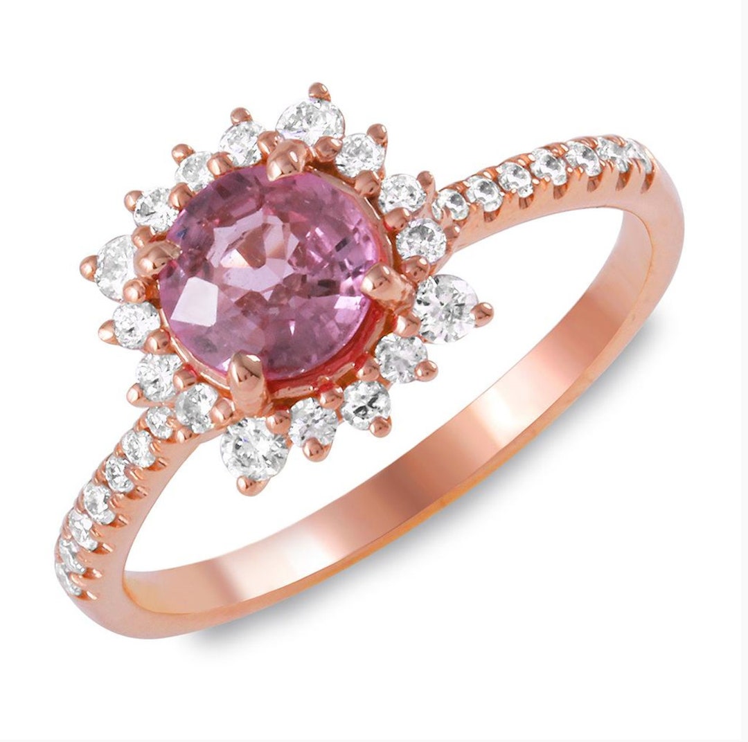 Pink Sapphire Engagement Ring - Pink Sapphire Rose Gold - 14k Rose Gold ...