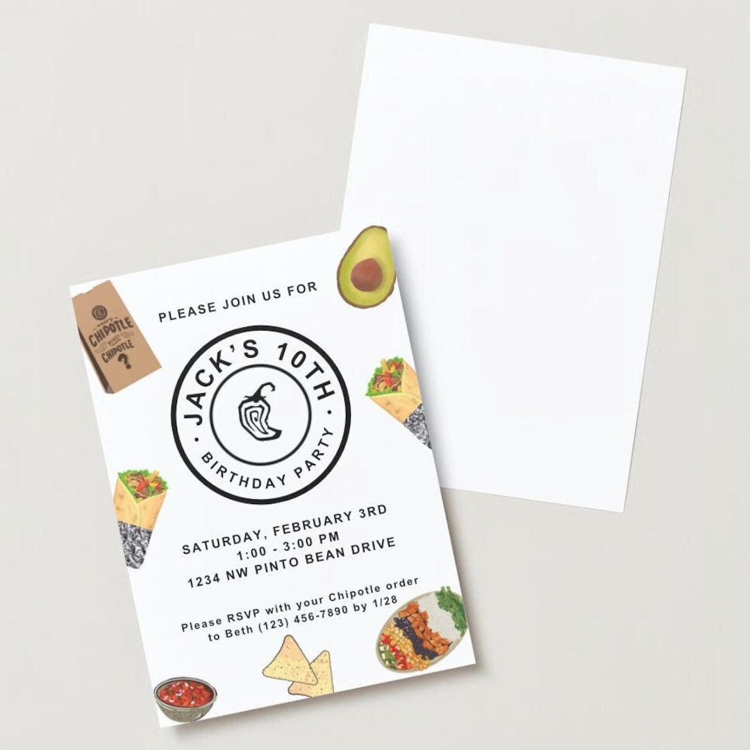Chipotle Themed Birthday Party Invitation - Etsy