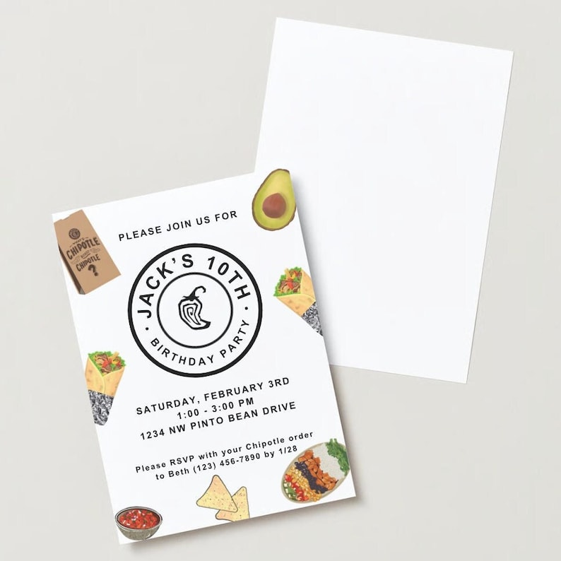Chipotle Themed Birthday Party Invitation - Etsy