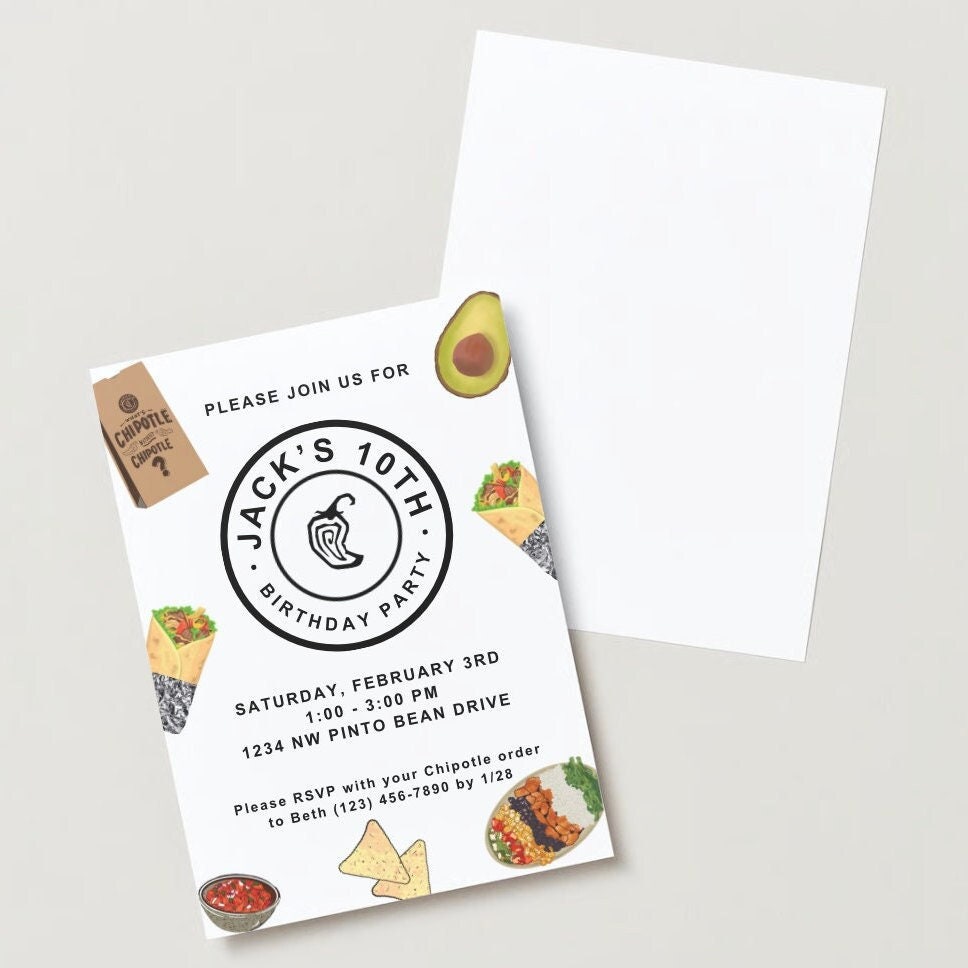 Chipotle Themed Birthday Party Invitation - Etsy