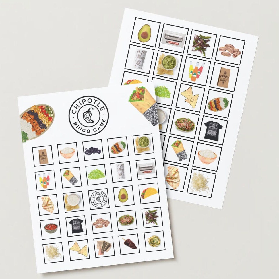 Chipotle Lovers Bingo Game - Etsy