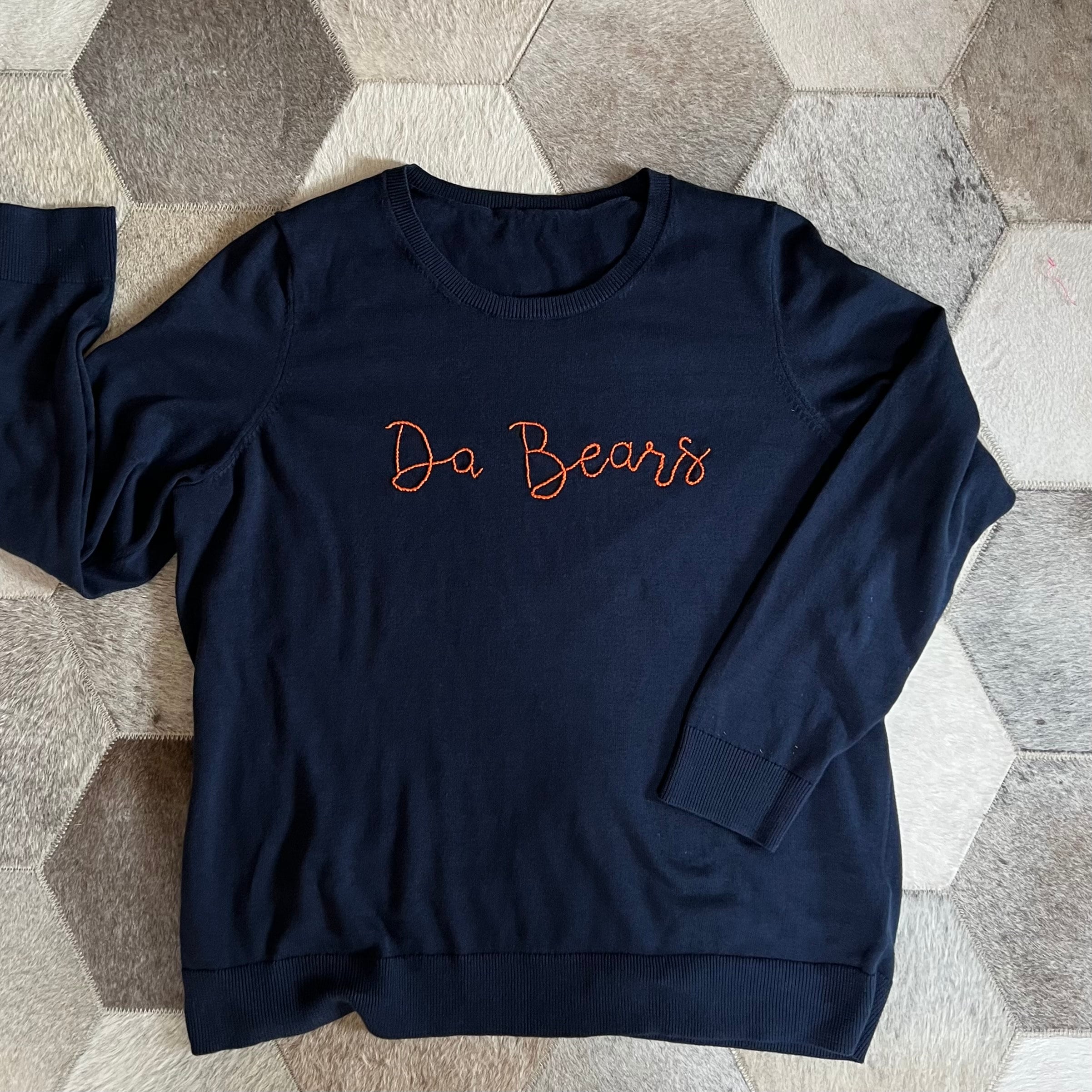 Da Bears Chicago Bears Hand Embroidered Sweater - Etsy