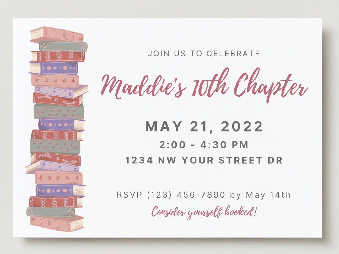 Book Lovers Chapter Birthday Party Invitation - Etsy