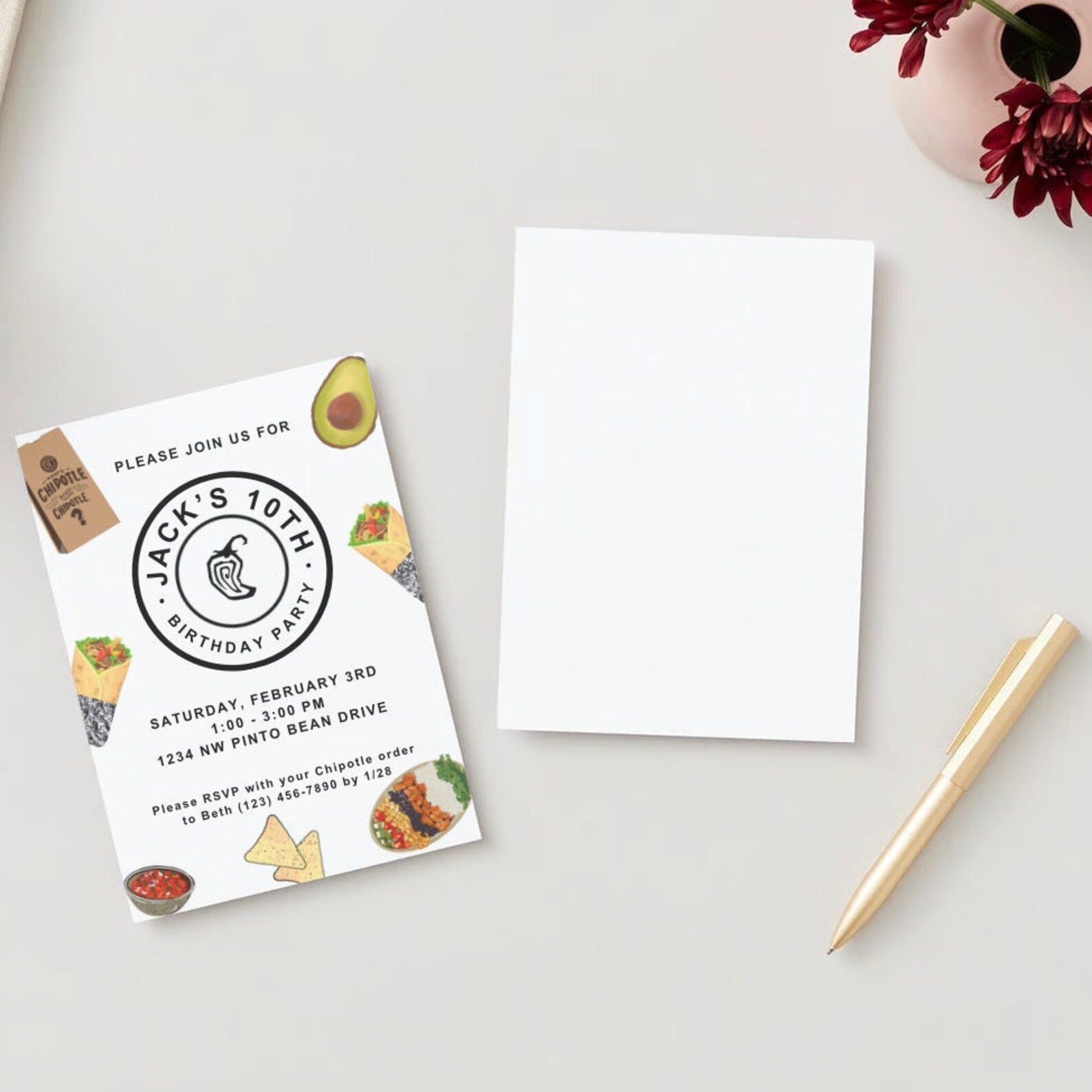 Chipotle Themed Birthday Party Invitation - Etsy