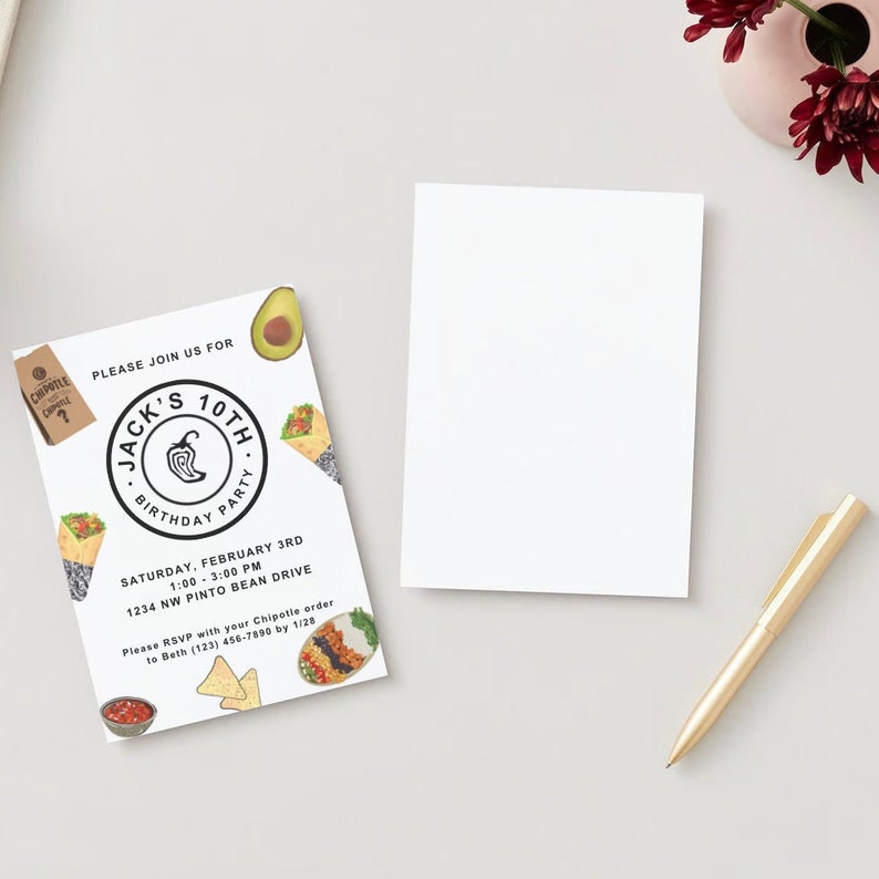 Chipotle Themed Birthday Party Invitation - Etsy