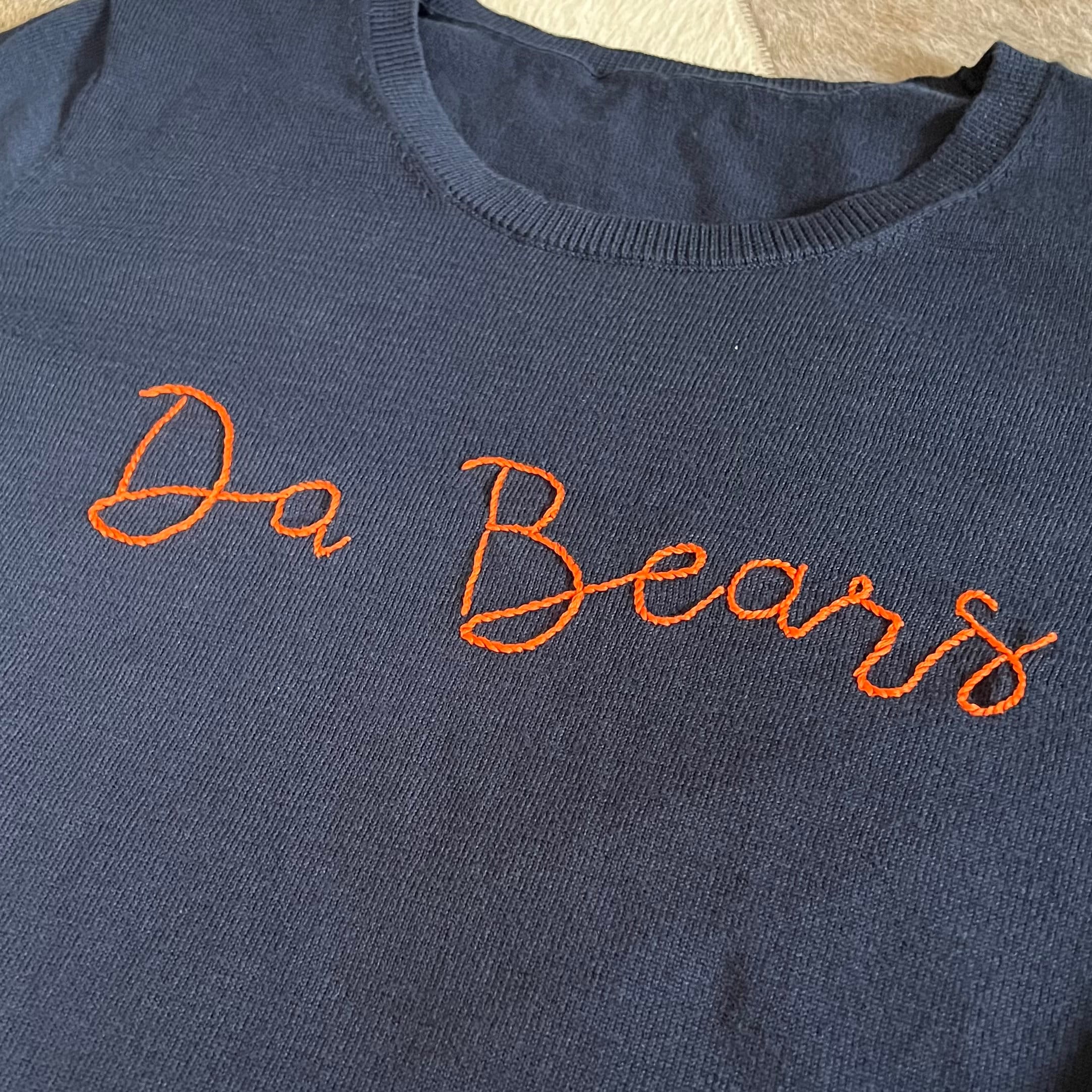 Da Bears Chicago Bears Hand Embroidered Sweater - Etsy