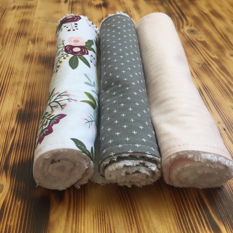 Pink Floral Burp Cloth Set of 3 Pink Polka Dot Burp Cloth | Etsy