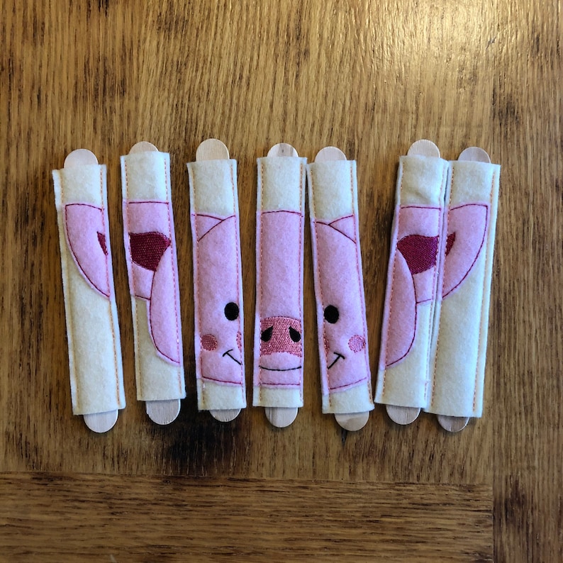 Pig Stick Puzzle - Farm Felt Puzzle - Popsicle Stick Puzzle ...