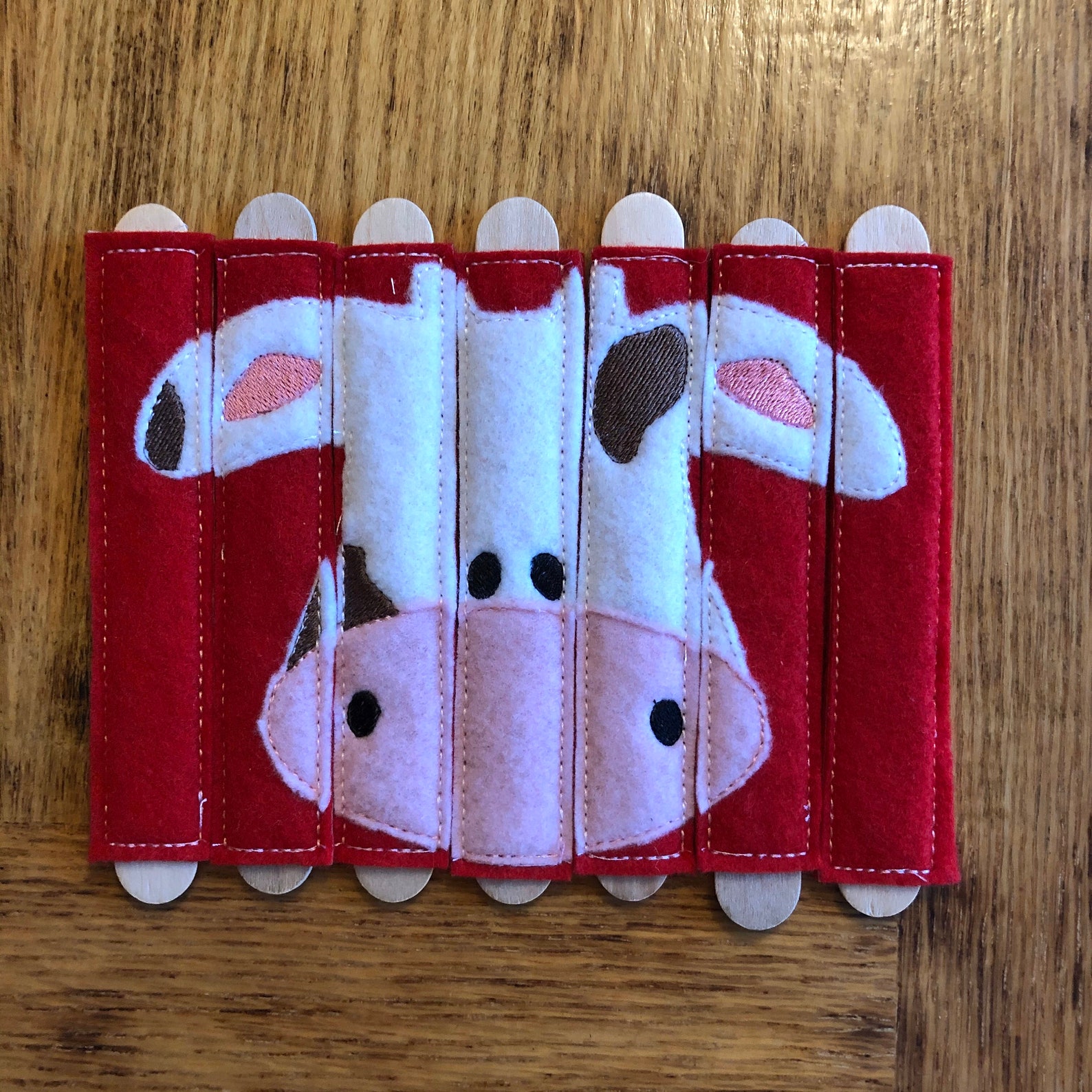 Cow Stick Puzzle Farm Felt Puzzle Popsicle Stick Puzzle | Etsy