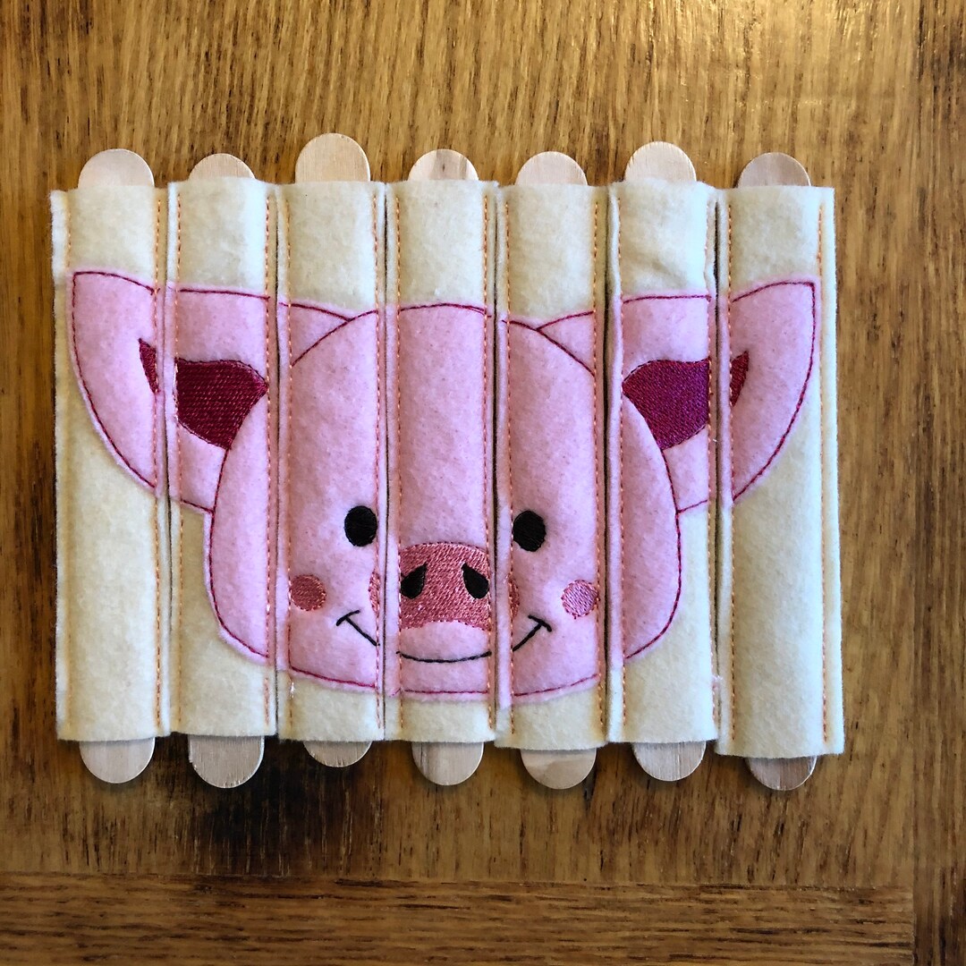 Pig Stick Puzzle - Farm Felt Puzzle - Popsicle Stick Puzzle ...