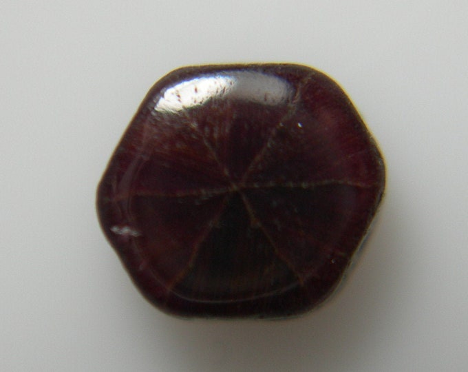 0.78ct Rare Mong Hsu TRAPICHE RUBY Slice Cab Gemmy Red FLUORESCENT ...