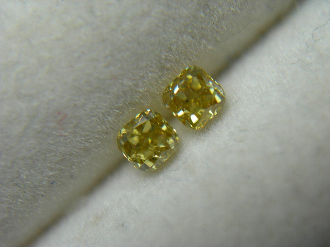 2 Very Rare Fancy Yellow Diamonds Gem AIG Lab Report Certificate Cert ...