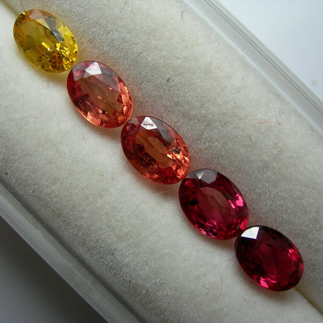 5 Nautral Songea Sapphire Ruby Gemstones Yellow Orange Red Genuine ...