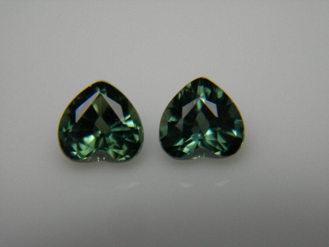 2 Rare Fancy Green Siam Sapphire Gems Thailand Natural Thai Gemstone ...