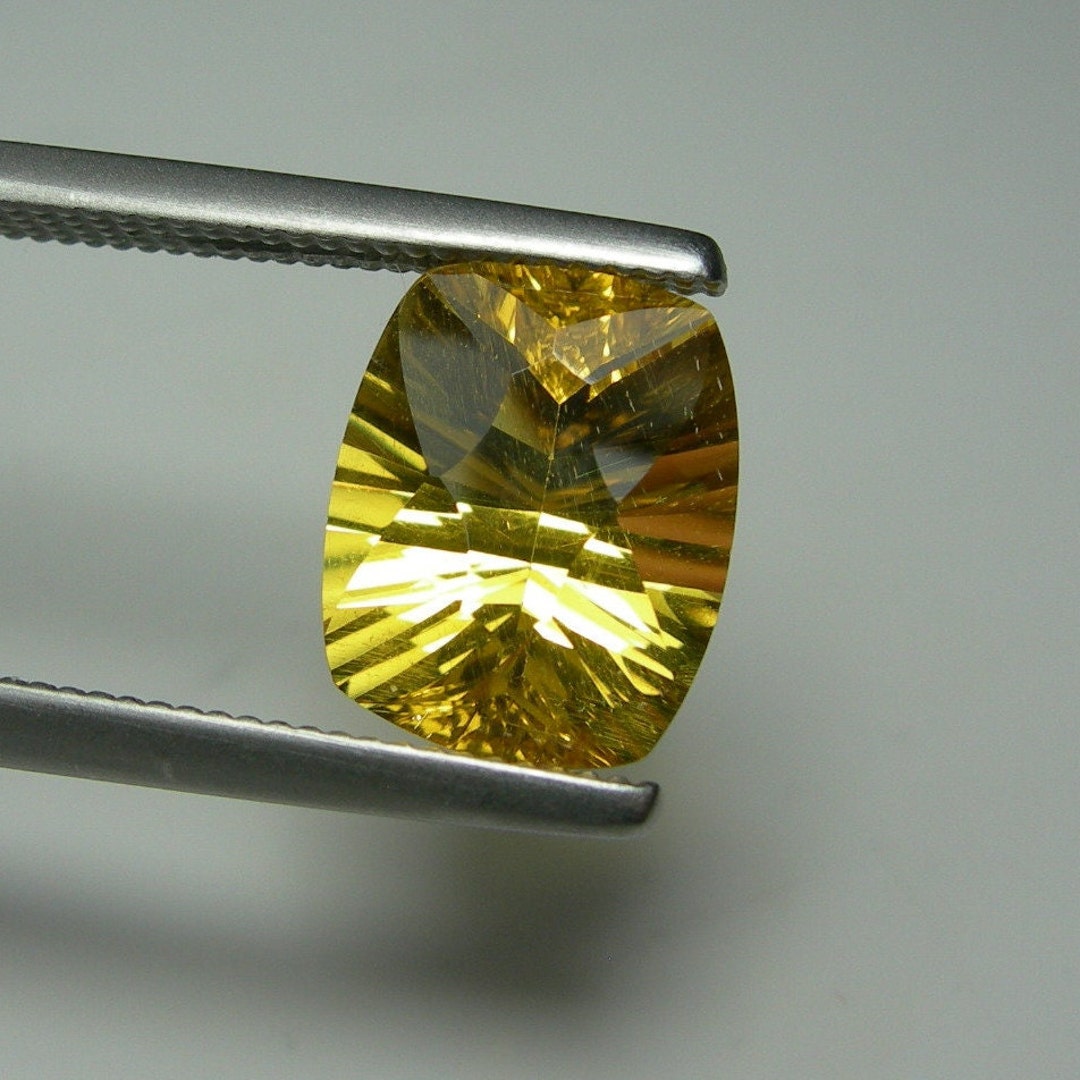 2.50ct Rare Heliodor Golden Yellow Beryl Gem Brazil Fancy Concave Cut ...