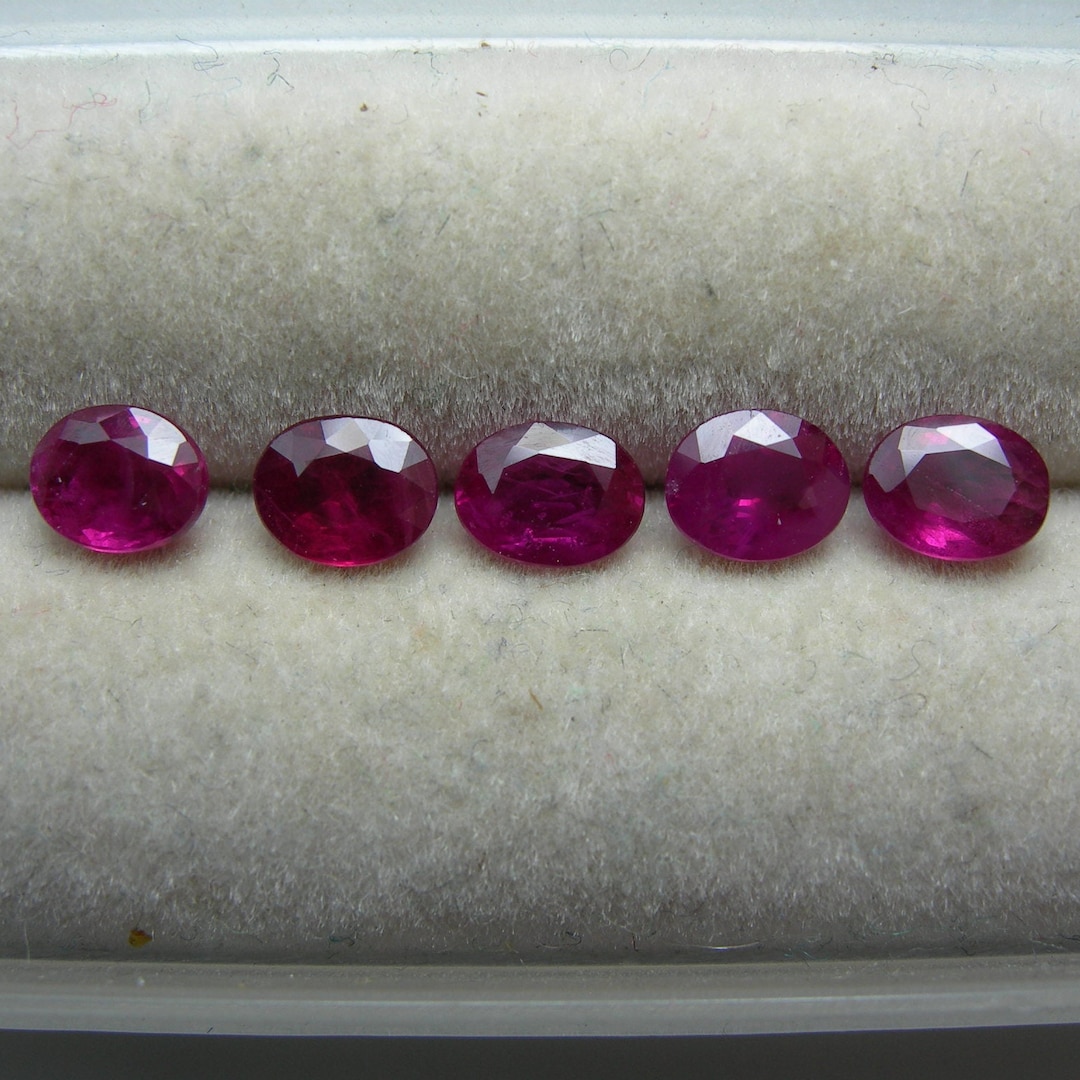 5 Rare BURMESE RUBY Gems Mogok Burma Genuine Natural Red Ruby Gemstones ...