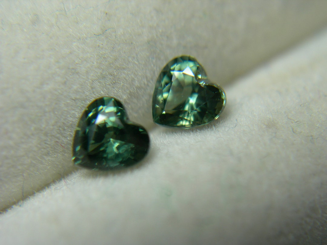 2 Rare Fancy Green Siam Sapphire Gems Thailand Natural Thai Gemstone ...