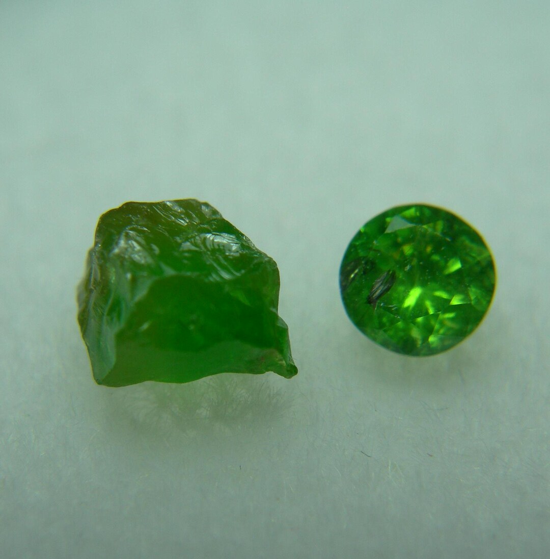 Rare DEMANTOID GARNET Gemstone & Crystal Set Natural GREEN Russia ...