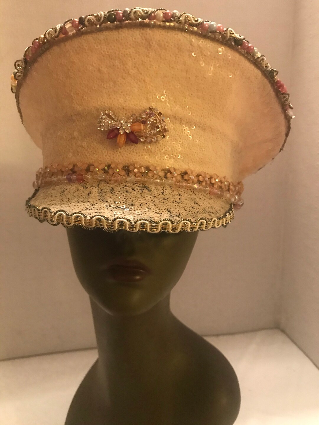 Peach Sequence Captains Hat - Etsy
