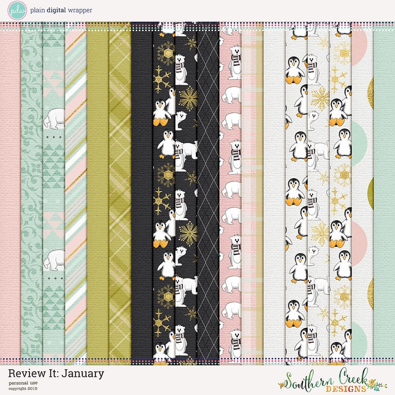Review It: January-digital Scrapbooking Kit - 18 Paper - 60 Plus ...