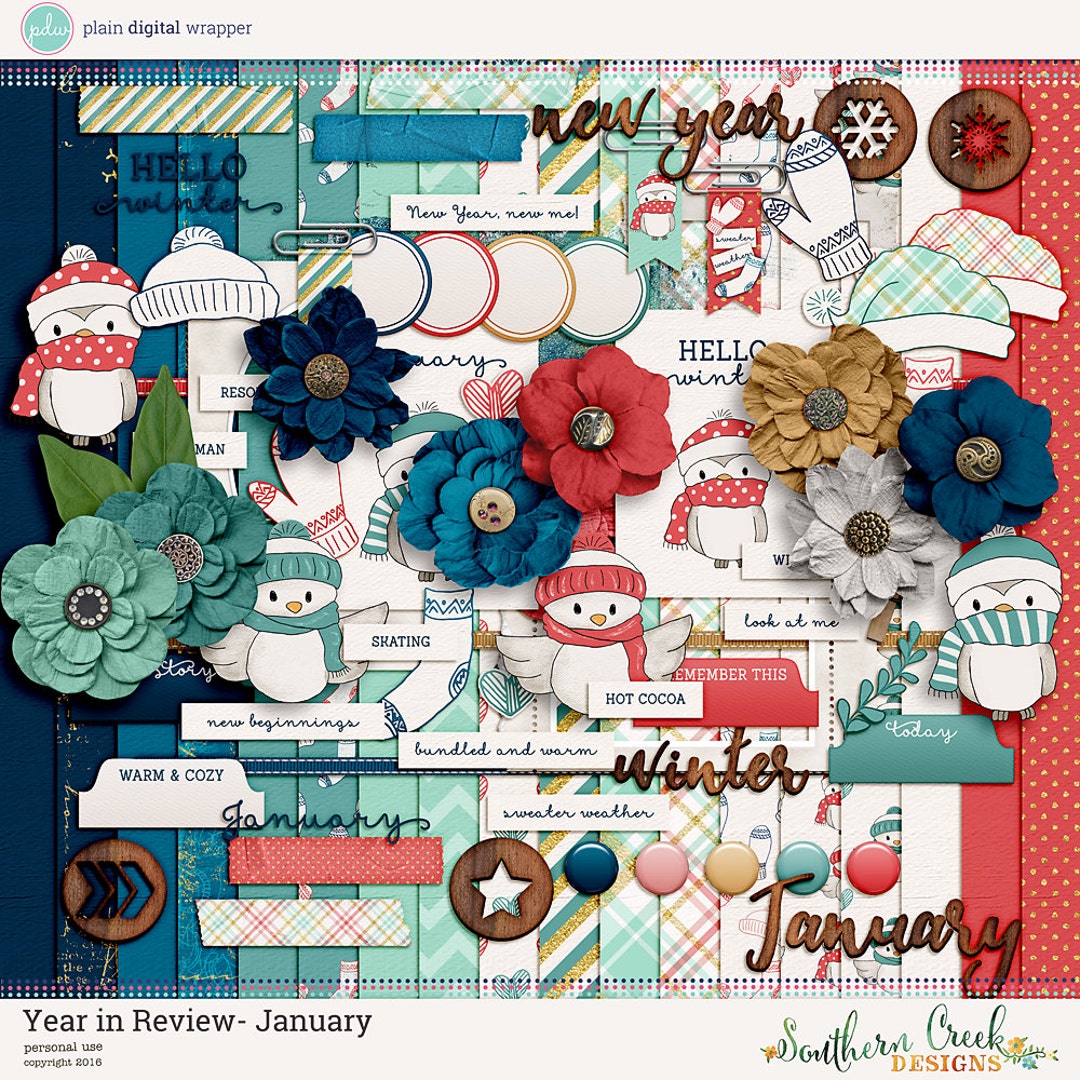 January Scrapbooking Kit: Winter Theme (digital Download) - Etsy