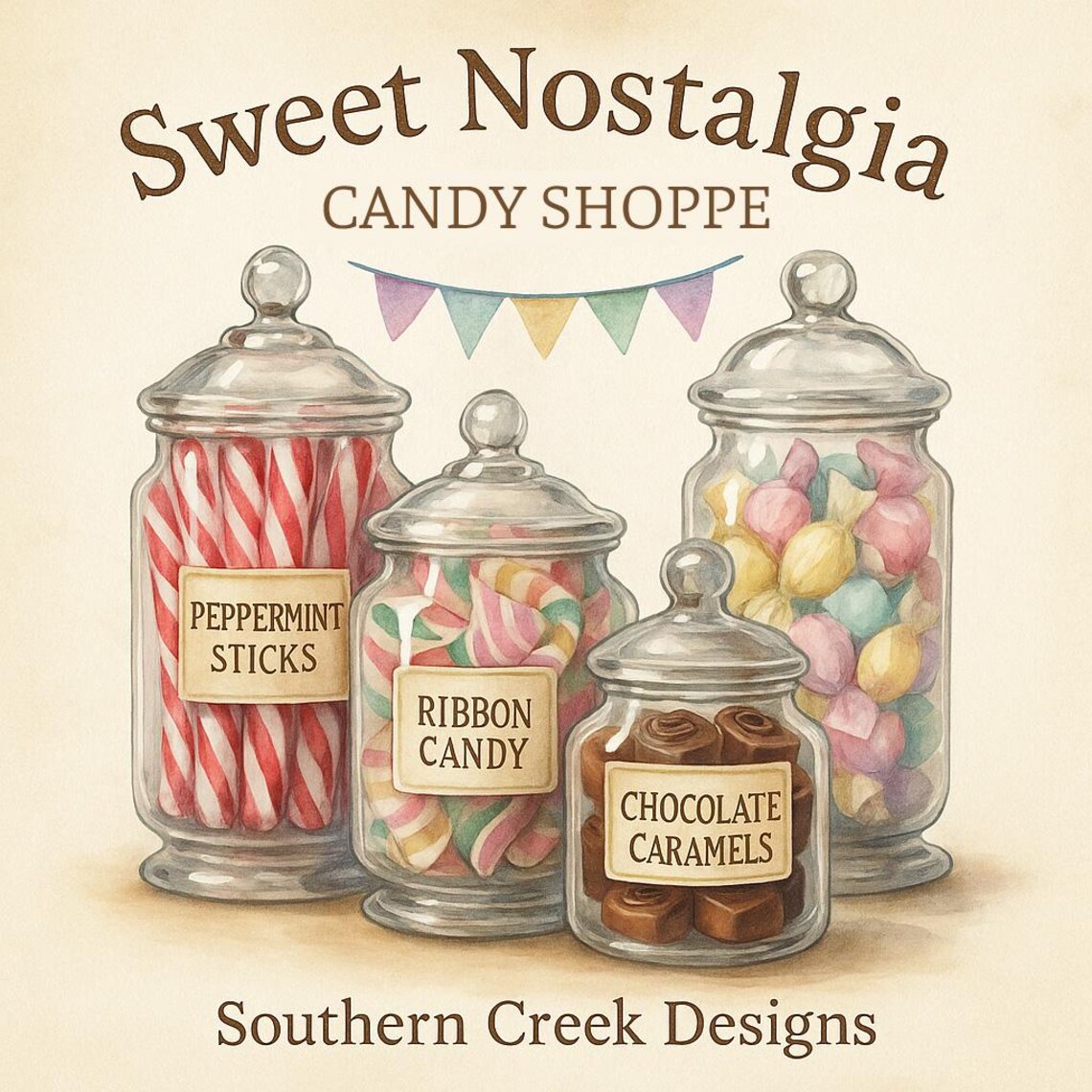 Sweet Nostalgia Candy Shop Scrapbook Kit | Vintage Candy Clipart ...