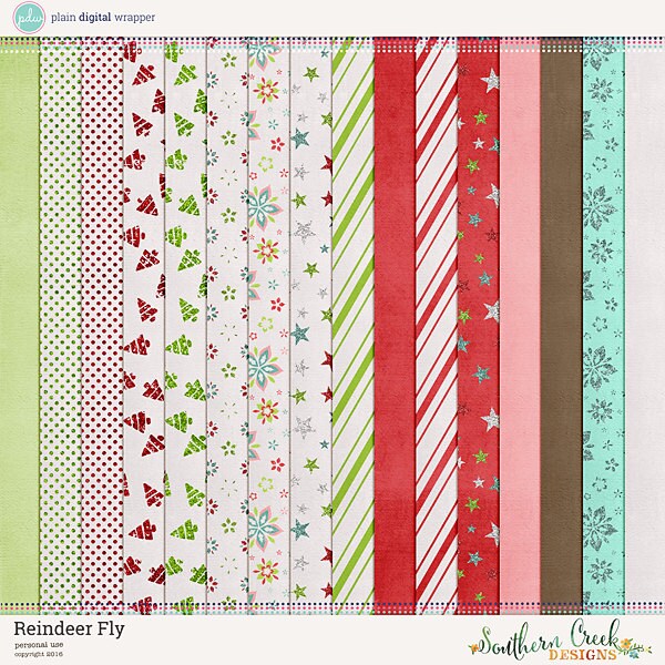 Reindeer Fly Christmas Digital Scrapbooking Kit 16 Paper 60 Plus ...