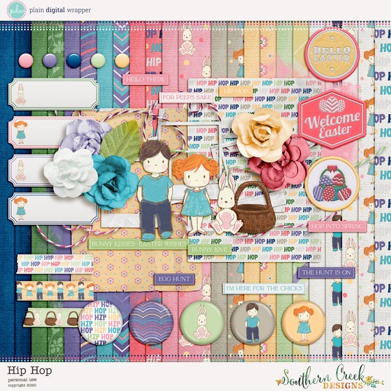 Hip Hop Digital Scrapbooking Kit 23 Paper 55 Elements | Etsy