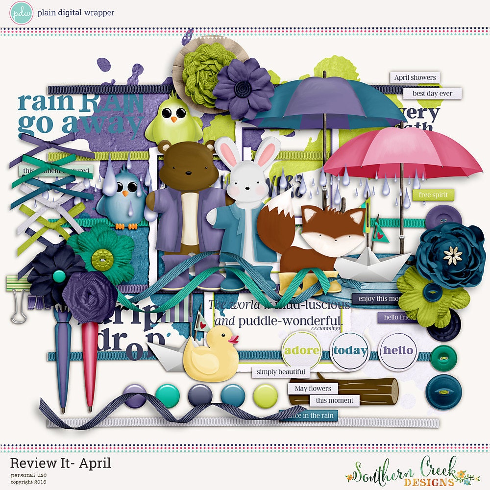 Review It: April- April Showers Digital Scrapbooking Kit - 20 Paper ...