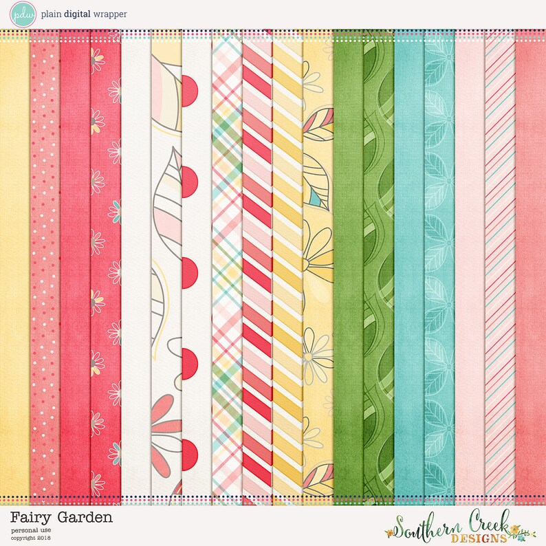 Fairy Garden- Digital Scrapbooking Kit - 18 Papers - 60 Plus Elements ...