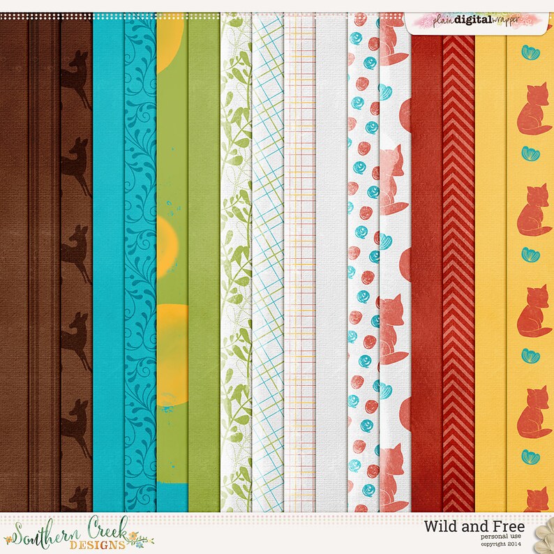Wild and Free Digital Scrapbooking Kit: 60+ Woodsy Elements (digital ...