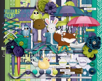 April Showers Digital Scrapbooking Kit - Etsy