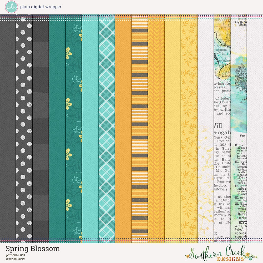 Spring Blossom Digital Scrapbooking Kit: 60+ Elements (12x12 Inches ...