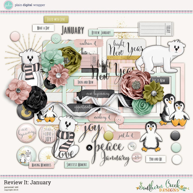 Review It: January-digital Scrapbooking Kit - 18 Paper - 60 Plus ...