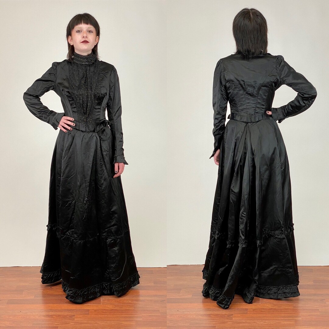 Rare Silk Two Piece Victorian Mourning Black Bodice and Skirt - Etsy