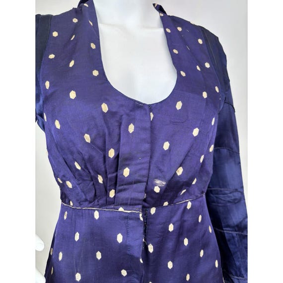 Antique Victorian 1890s Navy Blue Octagon Print Dress… - Gem