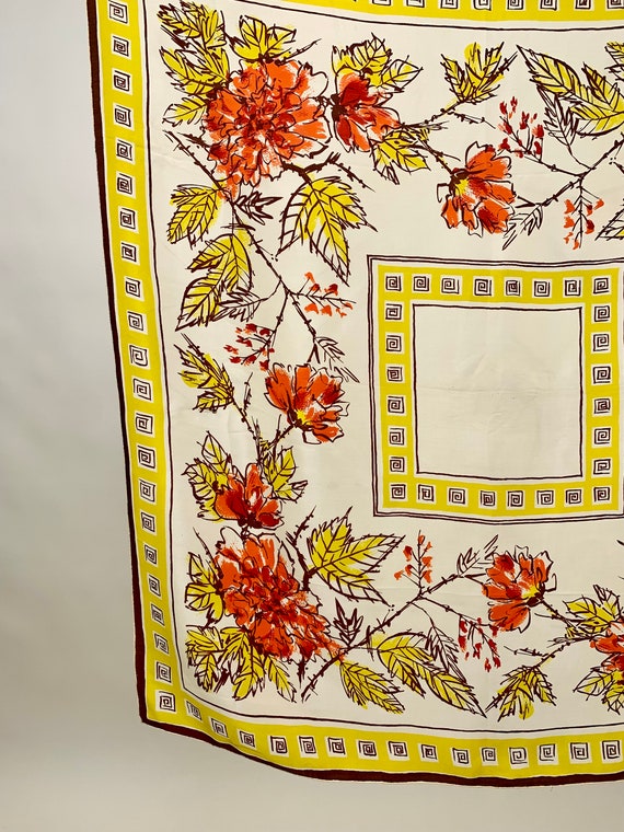Vintage 1950s Vera Silk Scarf Novelty Autumnal Print … - Gem