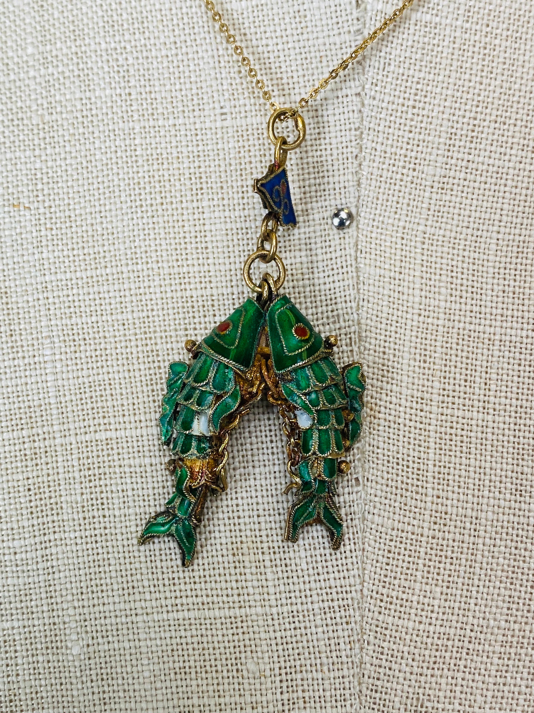 Vintage Chinese Cloisonne Articulated Double Fish Pendant - Etsy