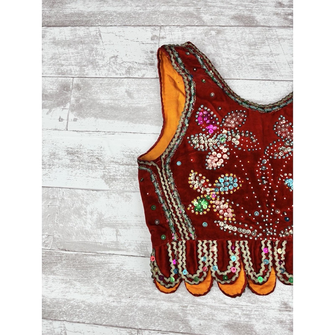 Antique Eastern European Polish Corset Beaded Vest Red Velvet Sequins ...