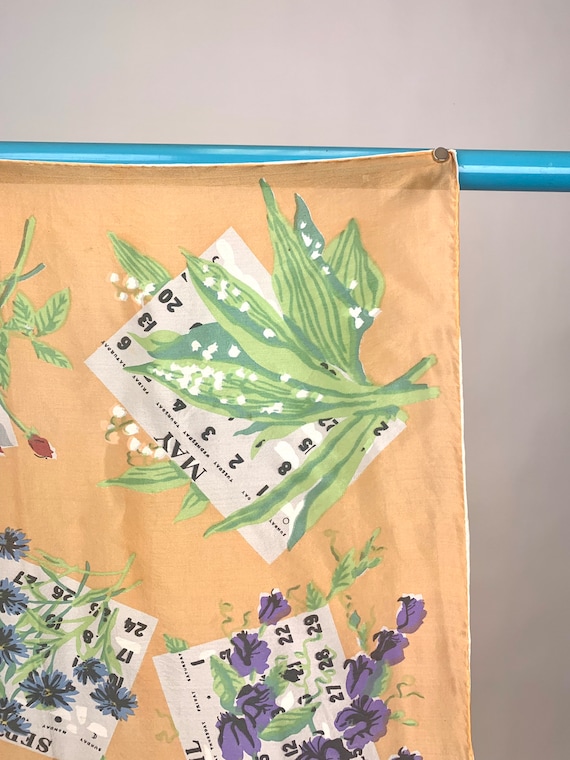 RARE Flowers of the Month Calendar Vintage Silk Scarf… - Gem