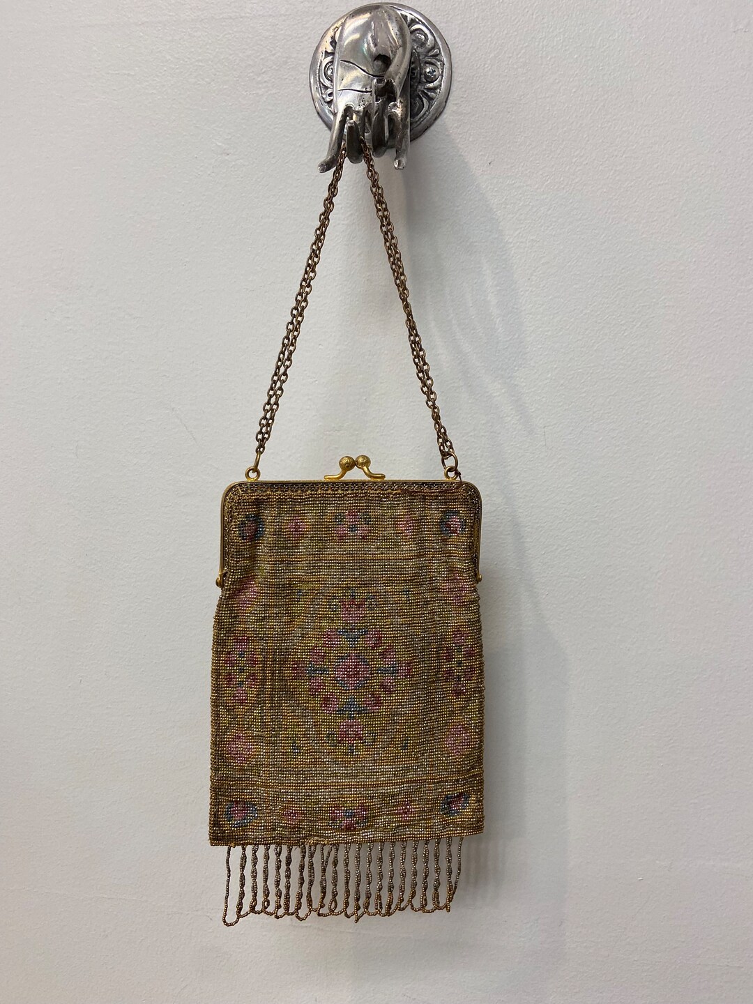Antique 1920s Vintage Steel Cut Micro Beaded Purse Coin Bag, Authentic ...