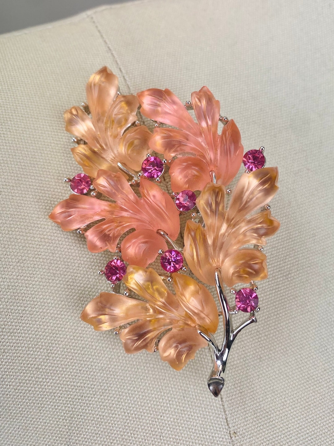 Vintage 1950s Mid Century Signed Lisner Frosted Pink Lucite and ...