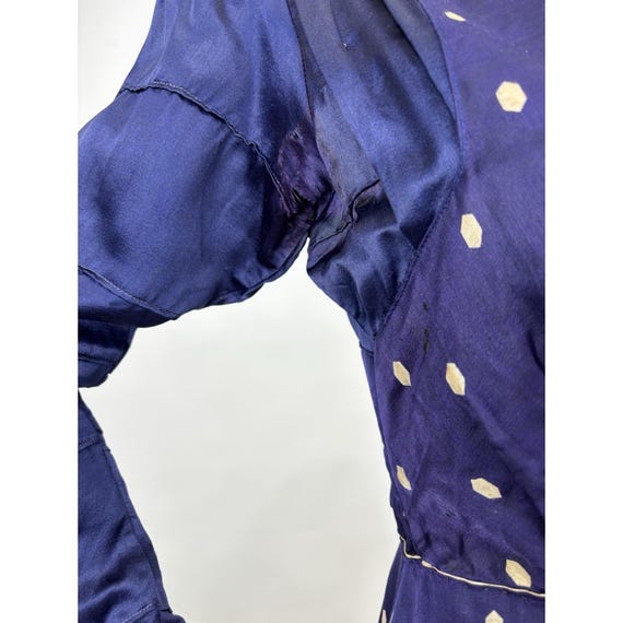 Antique Victorian 1890s Navy Blue Octagon Print Dress… - Gem