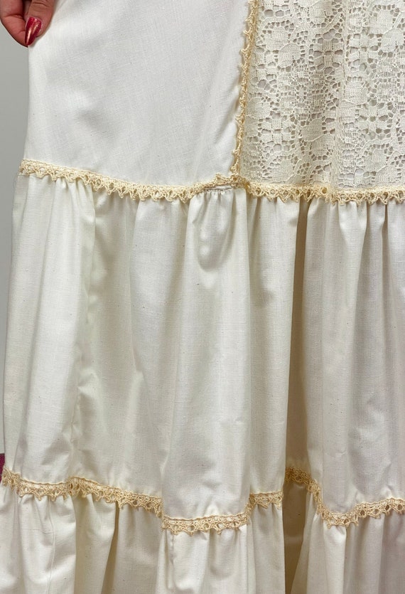 Vintage 1970s Designer Gunne Sax Long White Dress Gow… - Gem
